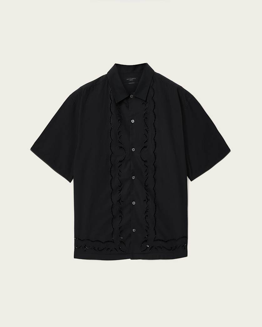 Field Oversized Short Sleeve Cotton Shirt Jet Black | ALLSAINTS